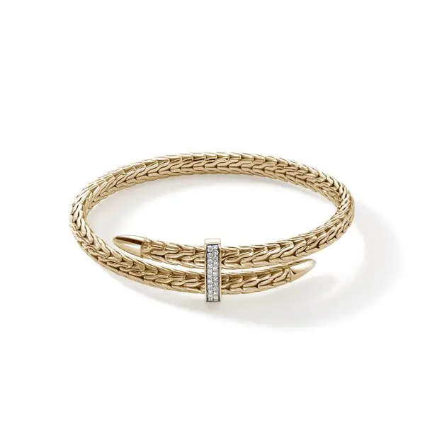 John Hardy Spear Flex Cuff Diamonds, 5.5mm - Gold