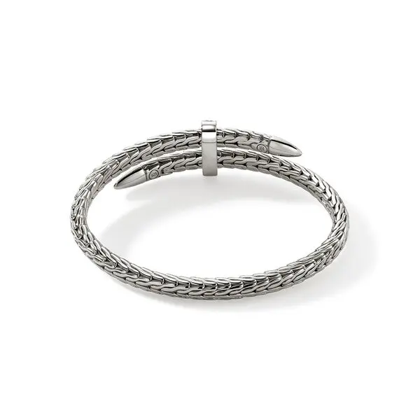 John Hardy Spear Flex Cuff With Diamonds - Sterling Silver