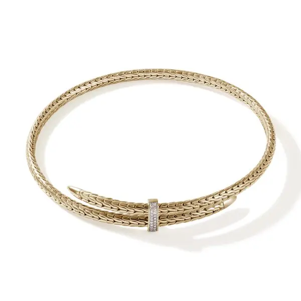 John Hardy Spear Coil Choker With Diamonds - Gold