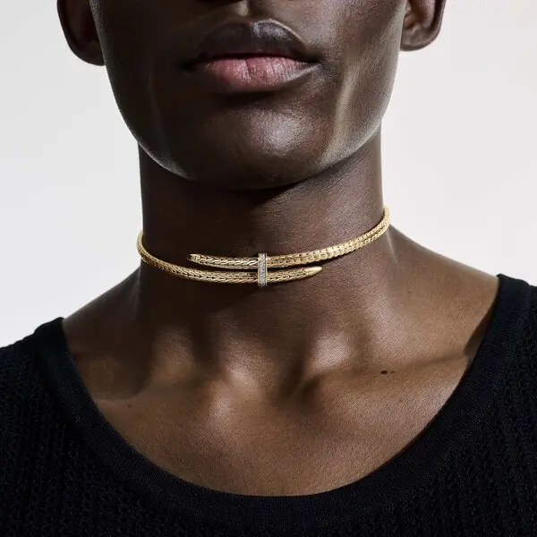 John Hardy Spear Coil Choker With Diamonds