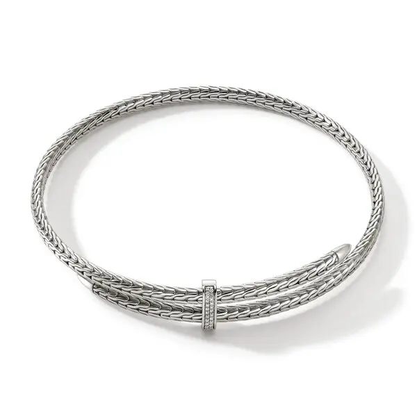 John Hardy Spear Coil Choker Diamonds - Sterling Silver