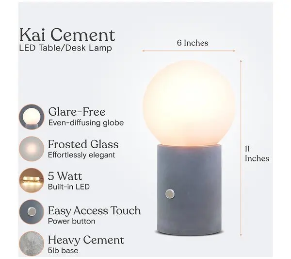 BRIGHTECH Kai Cement 11' Led Table Lamp
