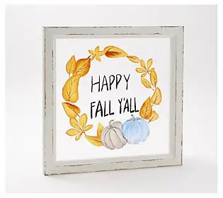 EVERGREEN Happy Fall Hand Painted Screen Wood F Rame Wall Deco - One-color
