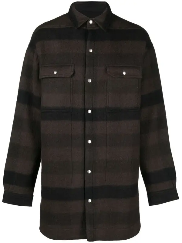 Rick Owens Striped Shirt Jacket - Brown