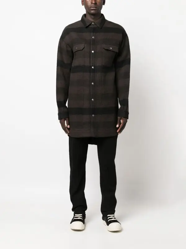 Rick Owens Striped Shirt Jacket - Brown