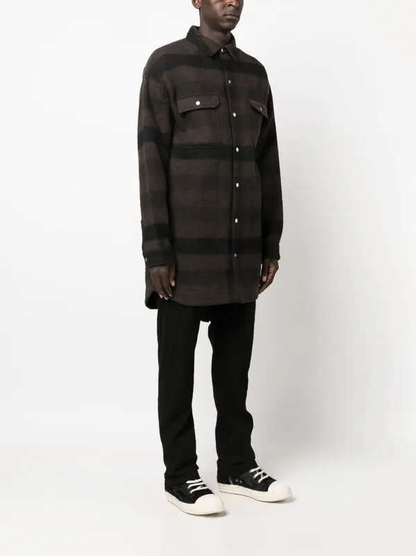 Rick Owens Striped Shirt Jacket - Brown