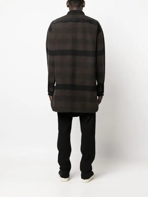 Rick Owens Striped Shirt Jacket - Brown