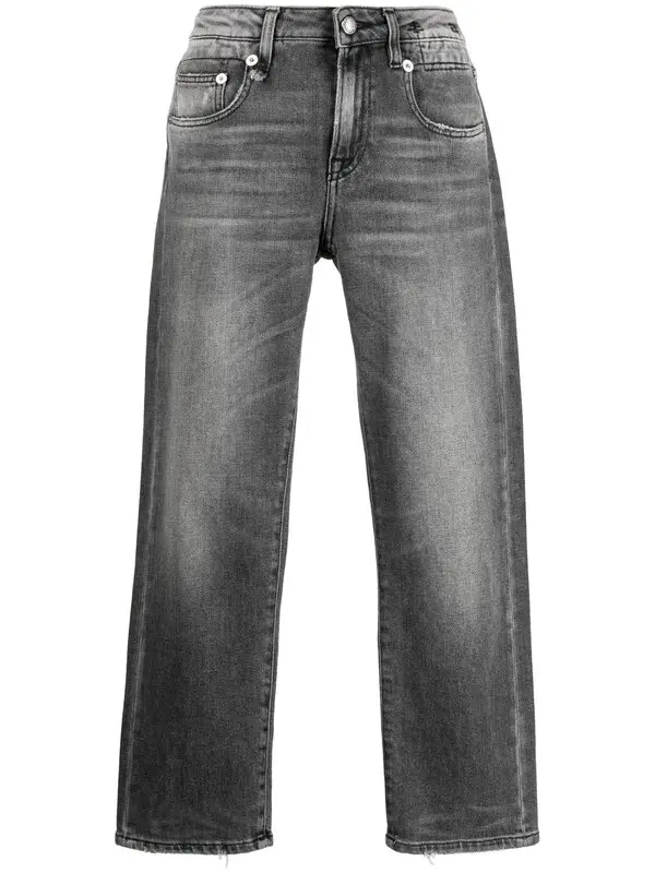 R13 Distressed-effect Cropped Jeans - Grey