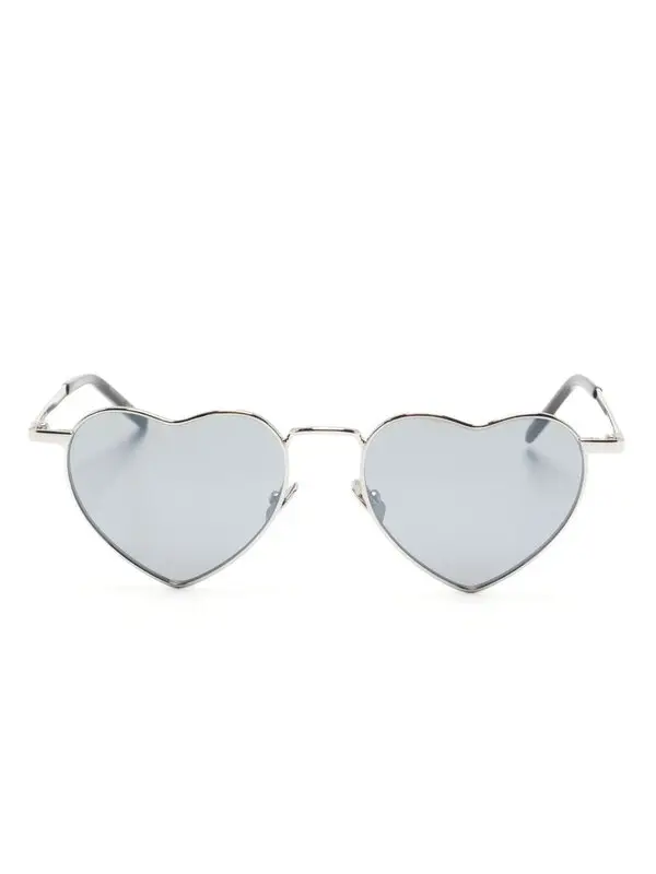 Saint Laurent Loulou Heart-frame Sunglasses - Silver