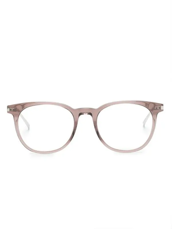 Saint Laurent Engraved-logo Round-frame Glasses - Purple