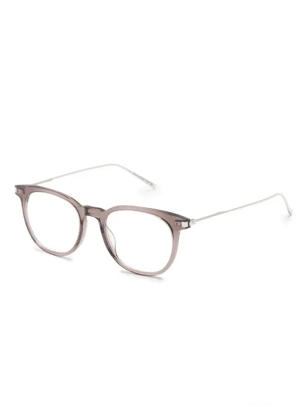 Saint Laurent Engraved-logo Round-frame Glasses - Purple