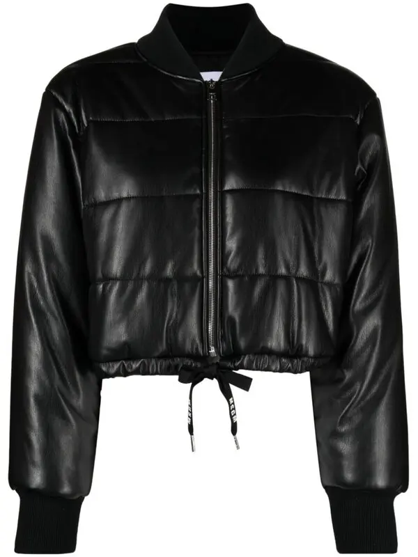 MSGM Padded Cropped Faux-leather Jacket
