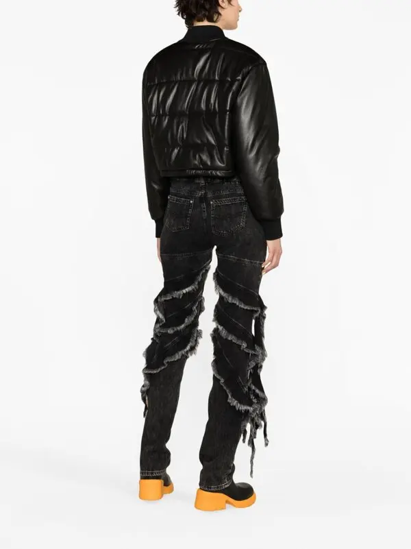 MSGM Padded Cropped Faux-leather Jacket