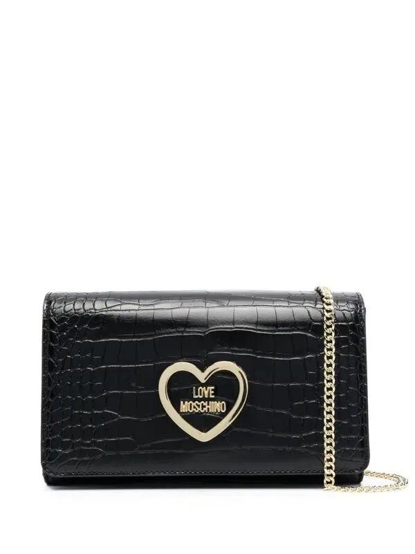 Moschino Crocodile-effect Crossbody Bag - Black
