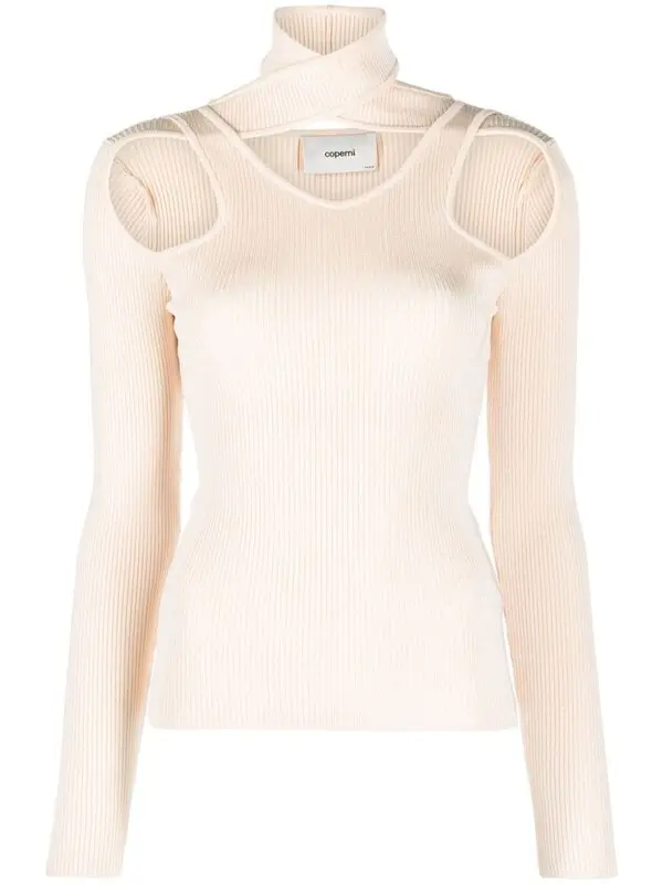 Coperni Cut-out Ribbed Sweater - Neutrals