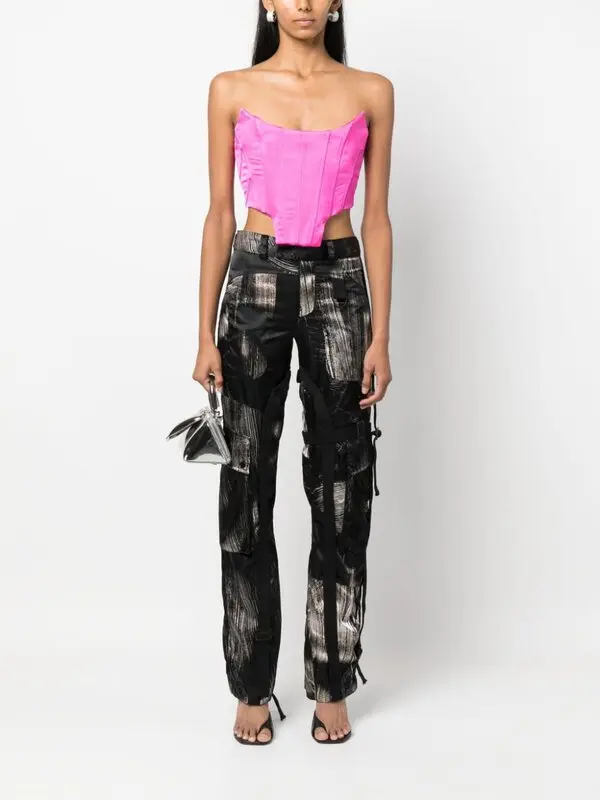 Giuseppe Di Morabito Strapless Satin Corset Top - Pink