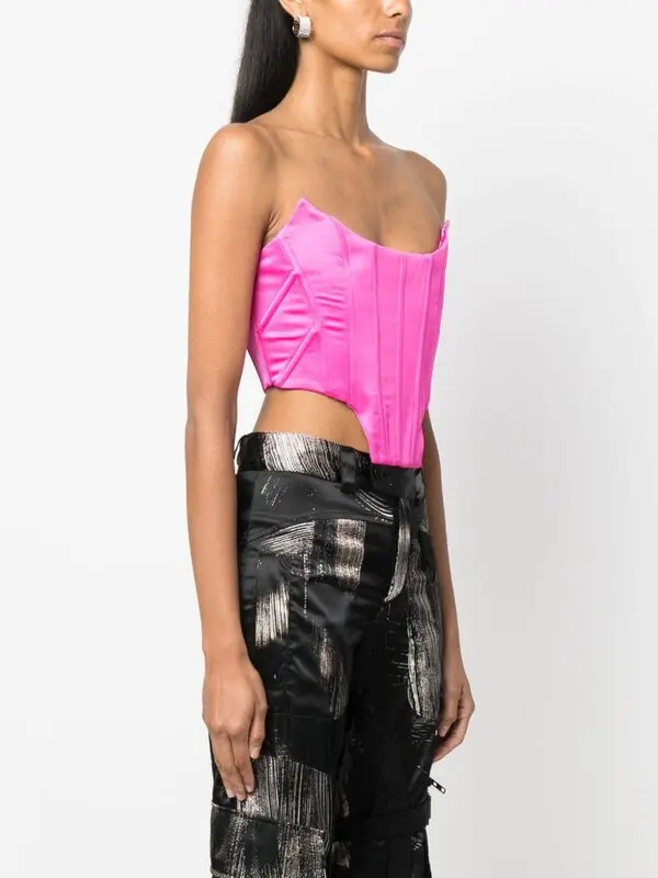 Giuseppe Di Morabito Strapless Satin Corset Top - Pink