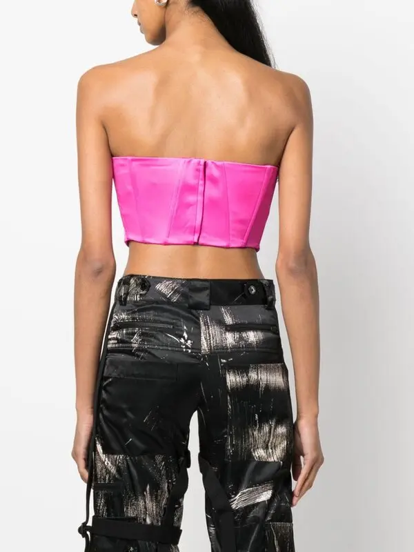 Giuseppe Di Morabito Strapless Satin Corset Top - Pink