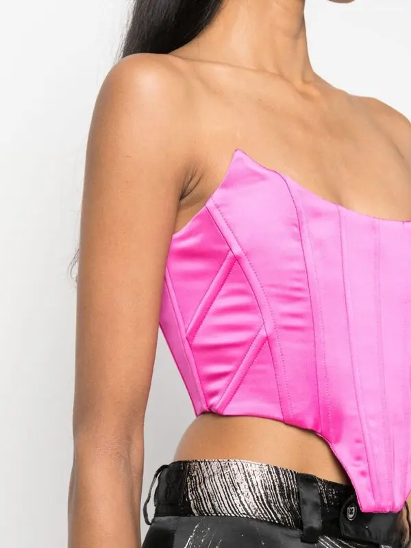 Giuseppe Di Morabito Strapless Satin Corset Top - Pink
