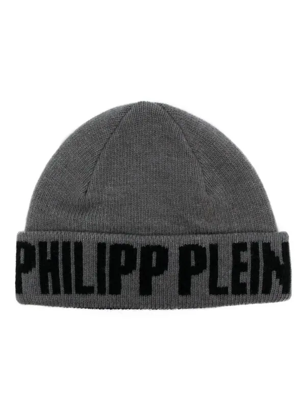 Philipp Plein Jacquard Beanie In Grey - 55% Off | Editorialist display picture 1