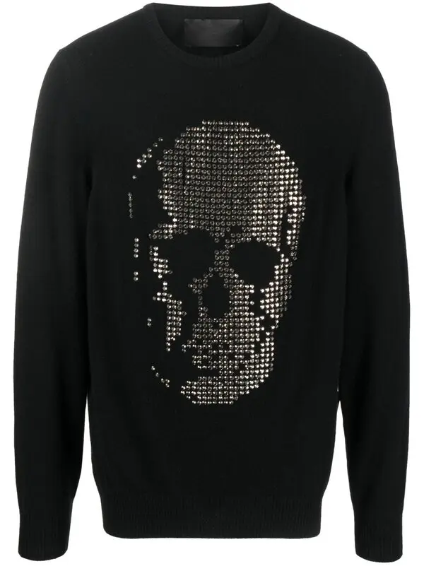 Philipp Plein Skull Appliqué Cashmere Sweatshirt