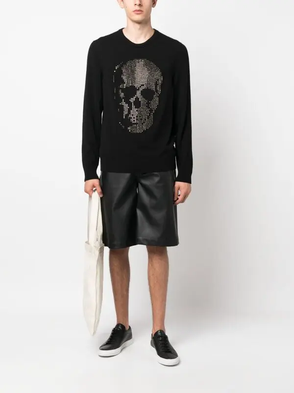 Philipp Plein Skull Appliqué Cashmere Sweatshirt