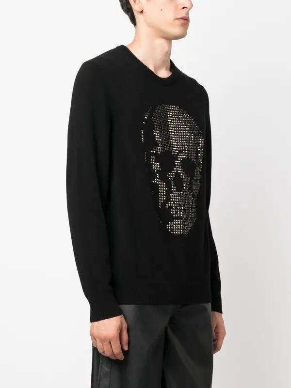 Philipp Plein Skull Appliqué Cashmere Sweatshirt