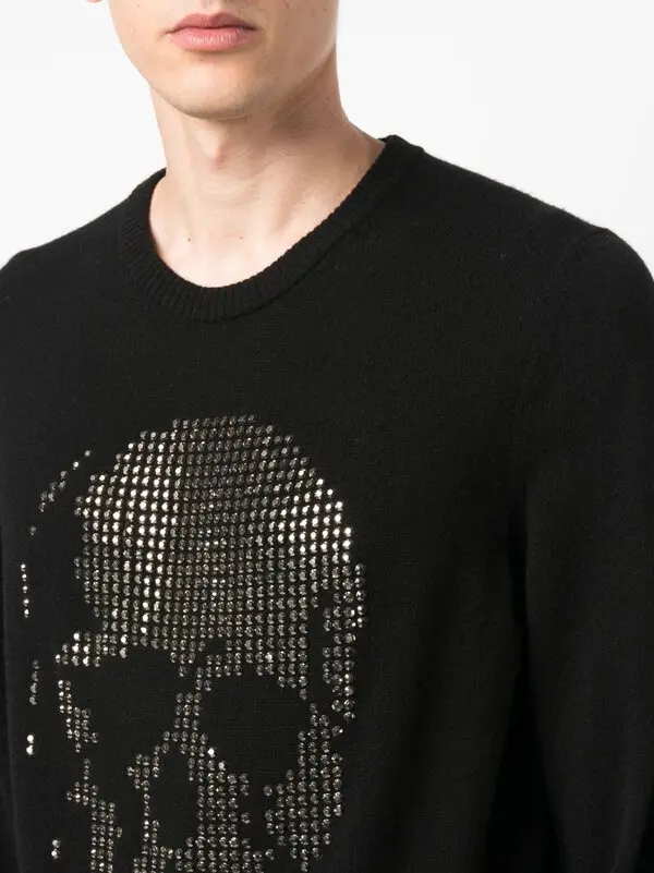 Philipp Plein Skull Appliqué Cashmere Sweatshirt