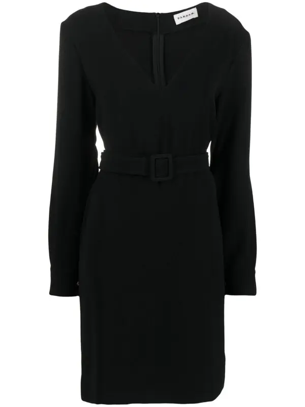 P.a.r.o.s.h Belted V-neck Mini Dress - Black