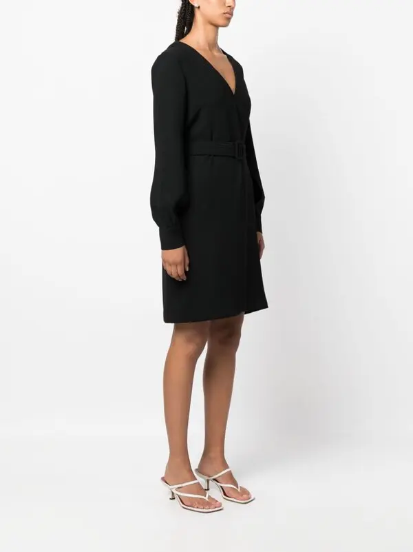 P.a.r.o.s.h Belted V-neck Mini Dress - Black