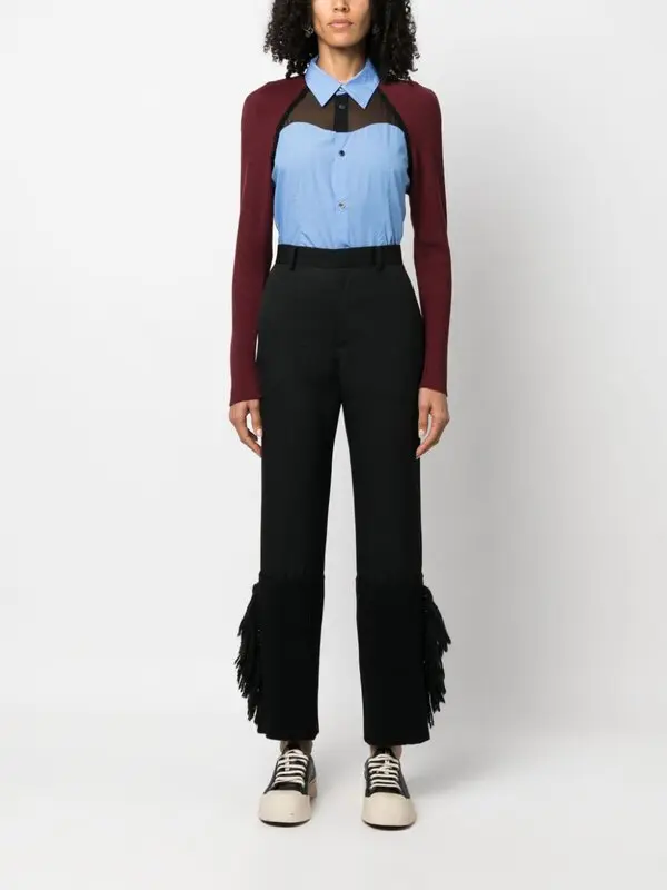 Undercover Frayed-trim Cropped Trousers