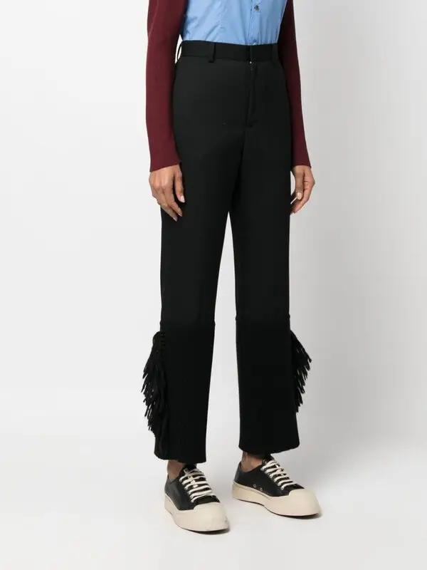 Undercover Frayed-trim Cropped Trousers