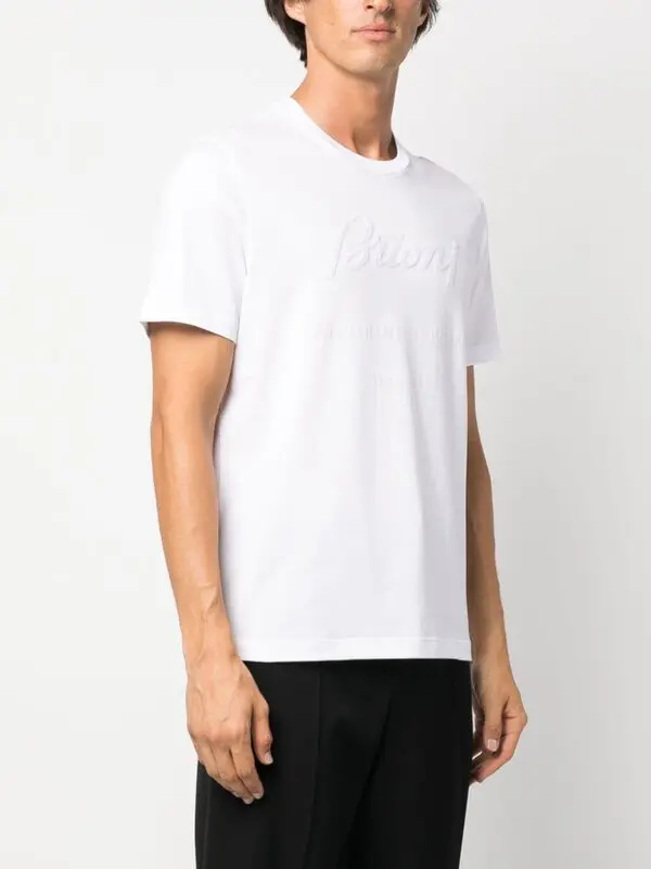 Brioni Logo-appliqué Cotton T-shirt - White