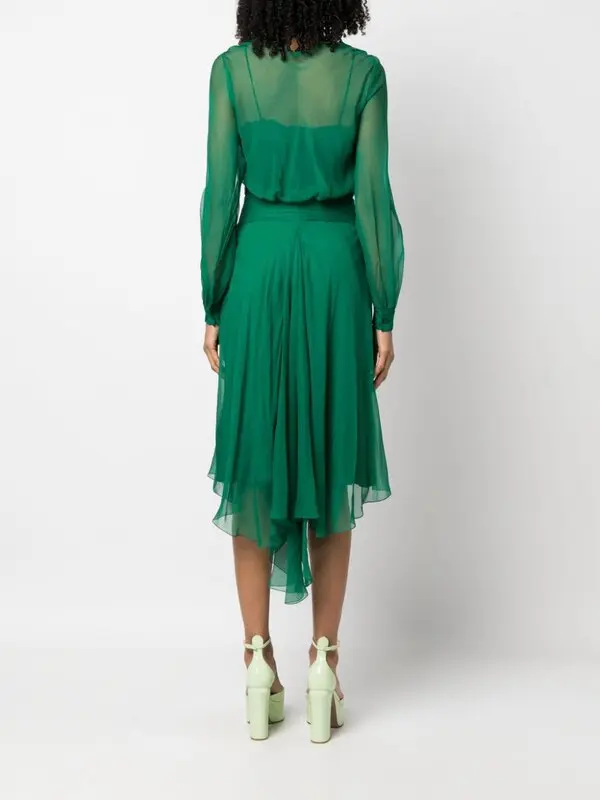 Alberta Ferretti Asymmetric Silk Wrap Dress