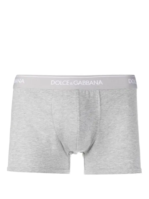 Dolce & Gabbana Logo-waist Cotton Boxers - Grey