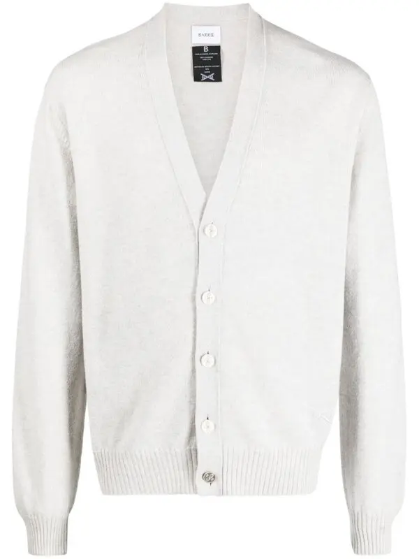 BARRIE B Label Cashmere Cardigan - Grey