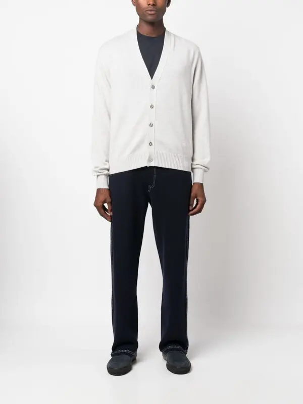 BARRIE B Label Cashmere Cardigan - Grey
