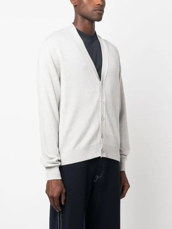 BARRIE B Label Cashmere Cardigan - Grey