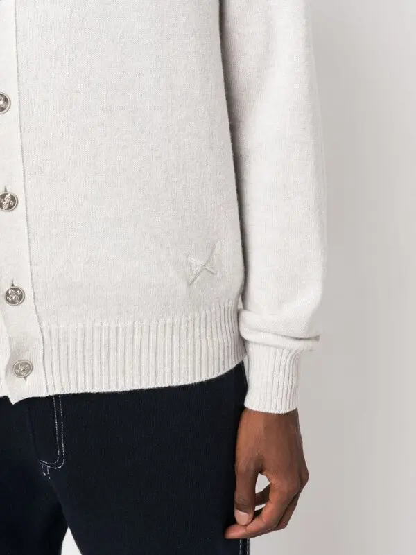 BARRIE B Label Cashmere Cardigan - Grey