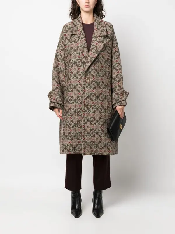 UMA WANG Patterned Jacquard Single-breasted Coat
