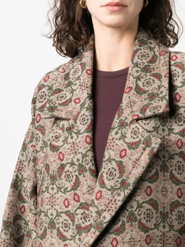 UMA WANG Patterned Jacquard Single-breasted Coat