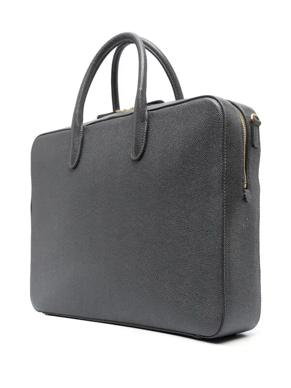Thom Browne Pebble Grain-leather Business Bag - Grey