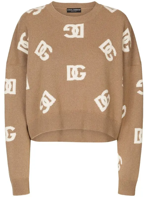 Dolce & Gabbana Monogram Virgin Wool Jumper - Brown