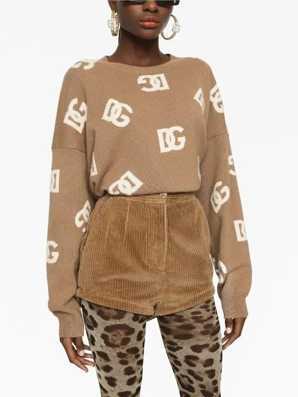 Dolce & Gabbana Monogram Virgin Wool Jumper - Brown