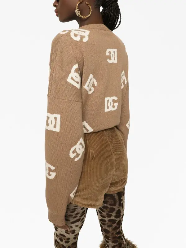 Dolce & Gabbana Monogram Virgin Wool Jumper - Brown
