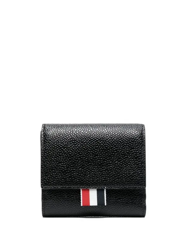 Thom Browne Rwb Stripe Pebbled Leather Wallet - Black