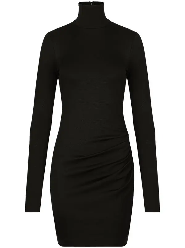 Dolce & Gabbana Ruched High-neck Mini Dress
