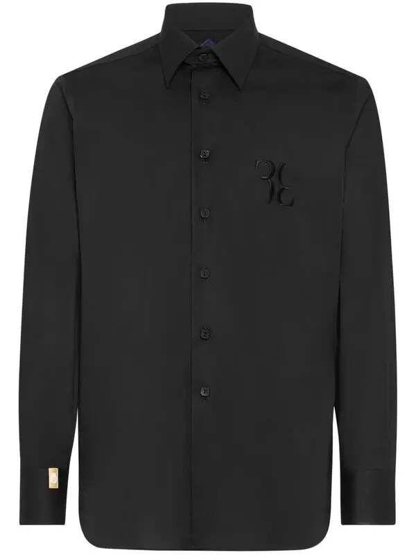 BILLIONAIRE Logo-embroidery Cotton Shirt - Black
