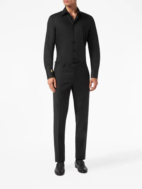 BILLIONAIRE Logo-embroidery Cotton Shirt - Black