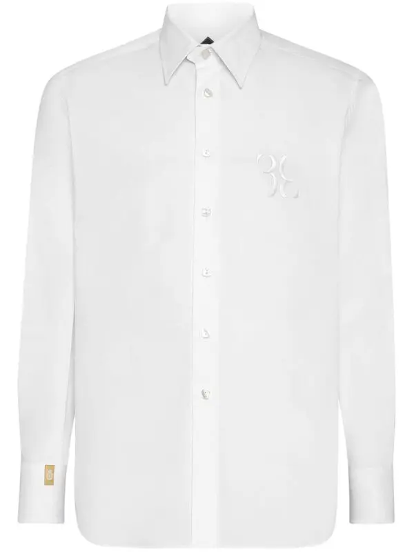 BILLIONAIRE Logo-embroidery Cotton Shirt - White